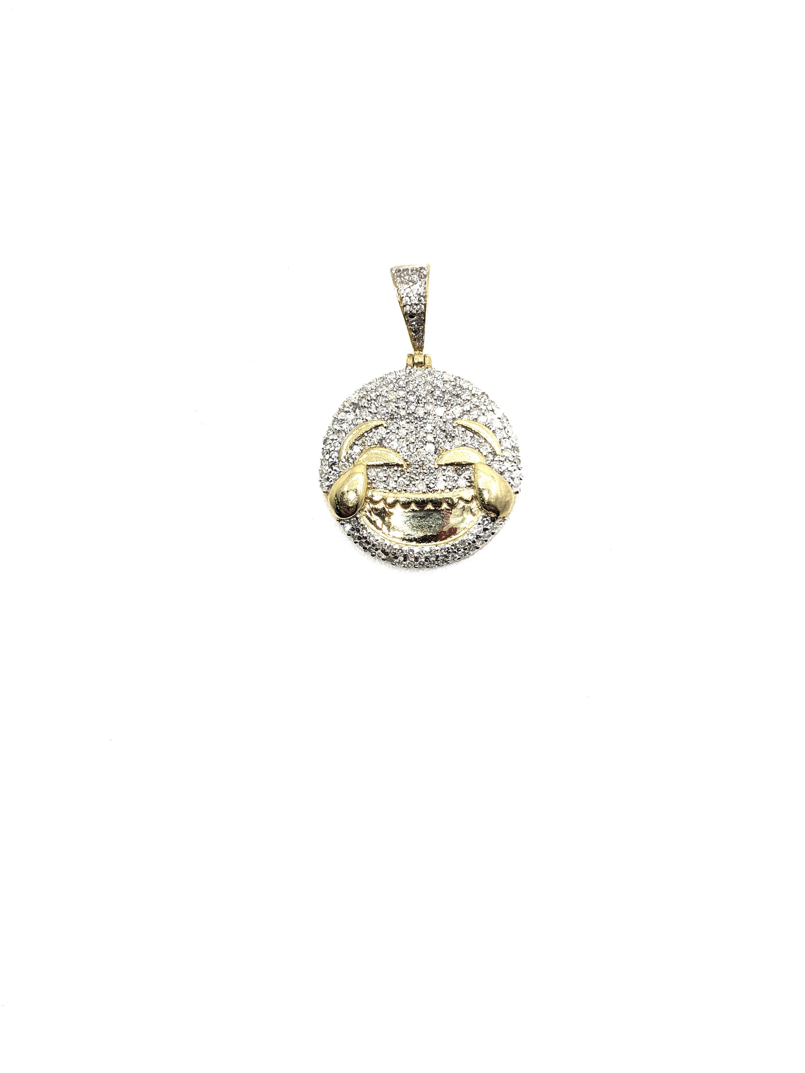 10K Gold and Diamond Laugh Emoji Pendant | DDHD JEWELRY